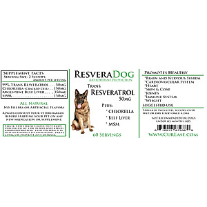 CurEase Resveradog: Dog 99% Tran Resveratrol Powder with Argintine Beef Liver, MSM & Chlorella