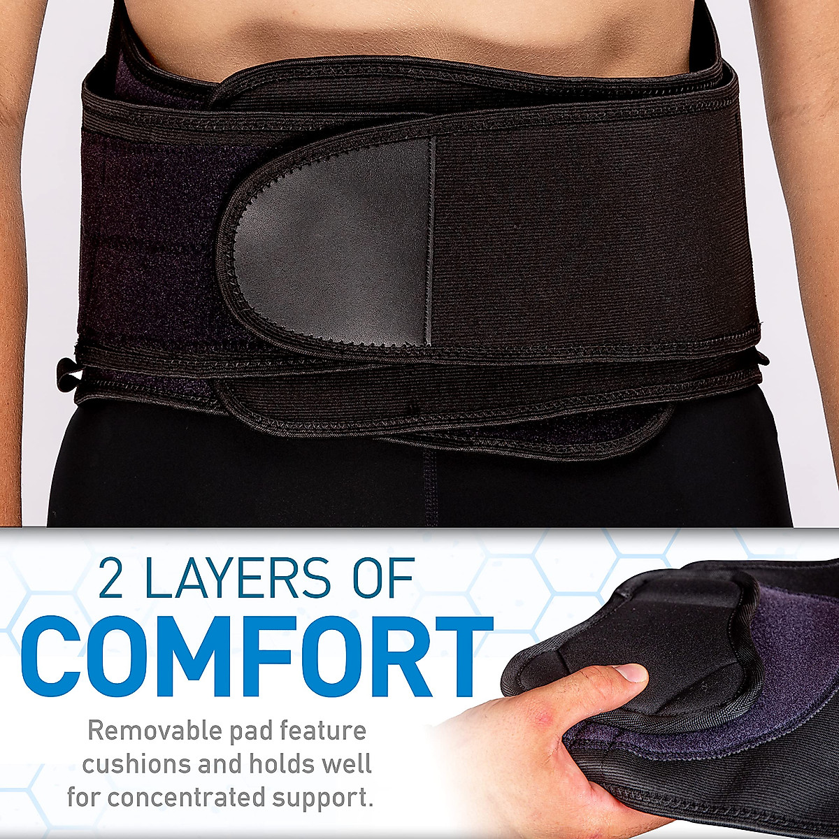 Franklin Sports Lower Back Brace - Adjustable Back Support Stabilizer - Comfortable Lumbar Support, Pain Relief + Compression - One Size