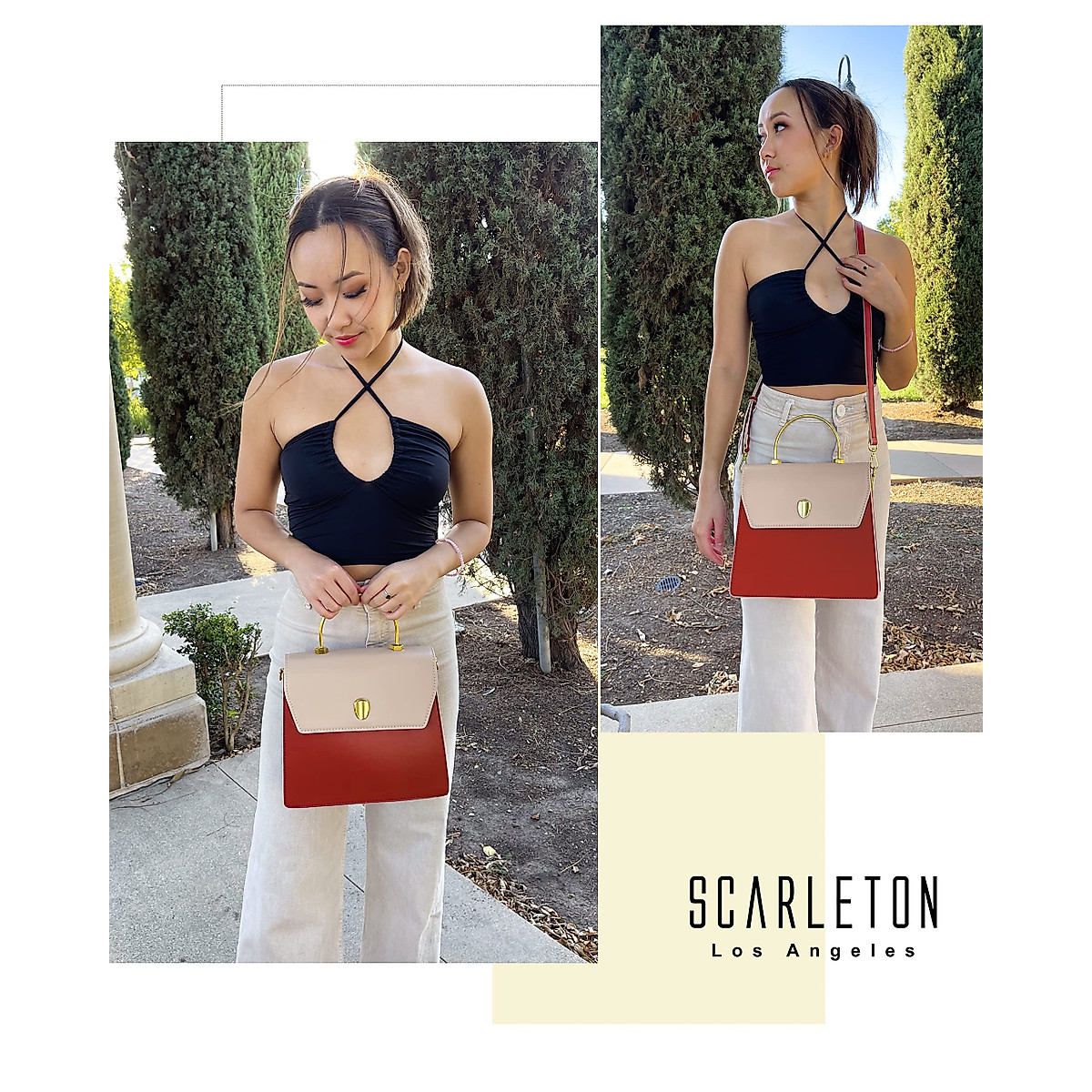 Scarleton Gold Top Handle Satchel Purses for Women, Handbags for Women, Crossbody Bags for Women, Shoulder Bag Purse Medium, H208401L - Black