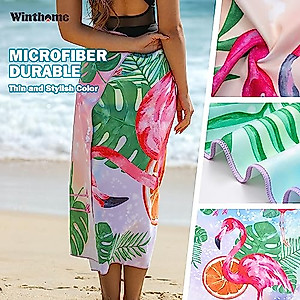 Winthome Microfiber Sand Free Beach Towel Thin Quick Fast Dry 35.4" x 70.8” Oversized Extra Large Lightweight Towels for Travel Sports Pool Swimming Bath Camping Yoga Girls Women Adults