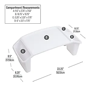 Mind Reader Sprout Collection, Portable Desk, Breakfast Tray, Laptop Desk, Side Storage Pockets with 3 Compartments for Toys, Tablets, Books, Games and Snacks, 22.25" L x 10.75" W x 8.5" H, White