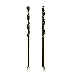 Aopin 2pcs HSS 0.12" Inch (3mm) Metric Gold Cobalt Titanium High Speed Steel Twist Drill Bit,Suitable for Cast Iron,Stainless Steel,Copper, Wood,Plastic