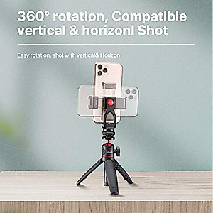 Camera Phone Mount Tripod Holder - ULANZI ST-10 Metal Dual Cold Shoe Smartphone Vlog Holder DSLR Hot Shoe Phone Mount for iPhone Cell Phone Vlog Photograph