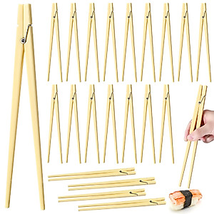 SiliFine 20 Pairs Plastic Chopsticks for Beginners Training Chopsticks for Adults Bamboo Colored Learning Chopsticks Reusable Clothespin Chopsticks Spring Hinged Practice Chopsticks, 9 Inch