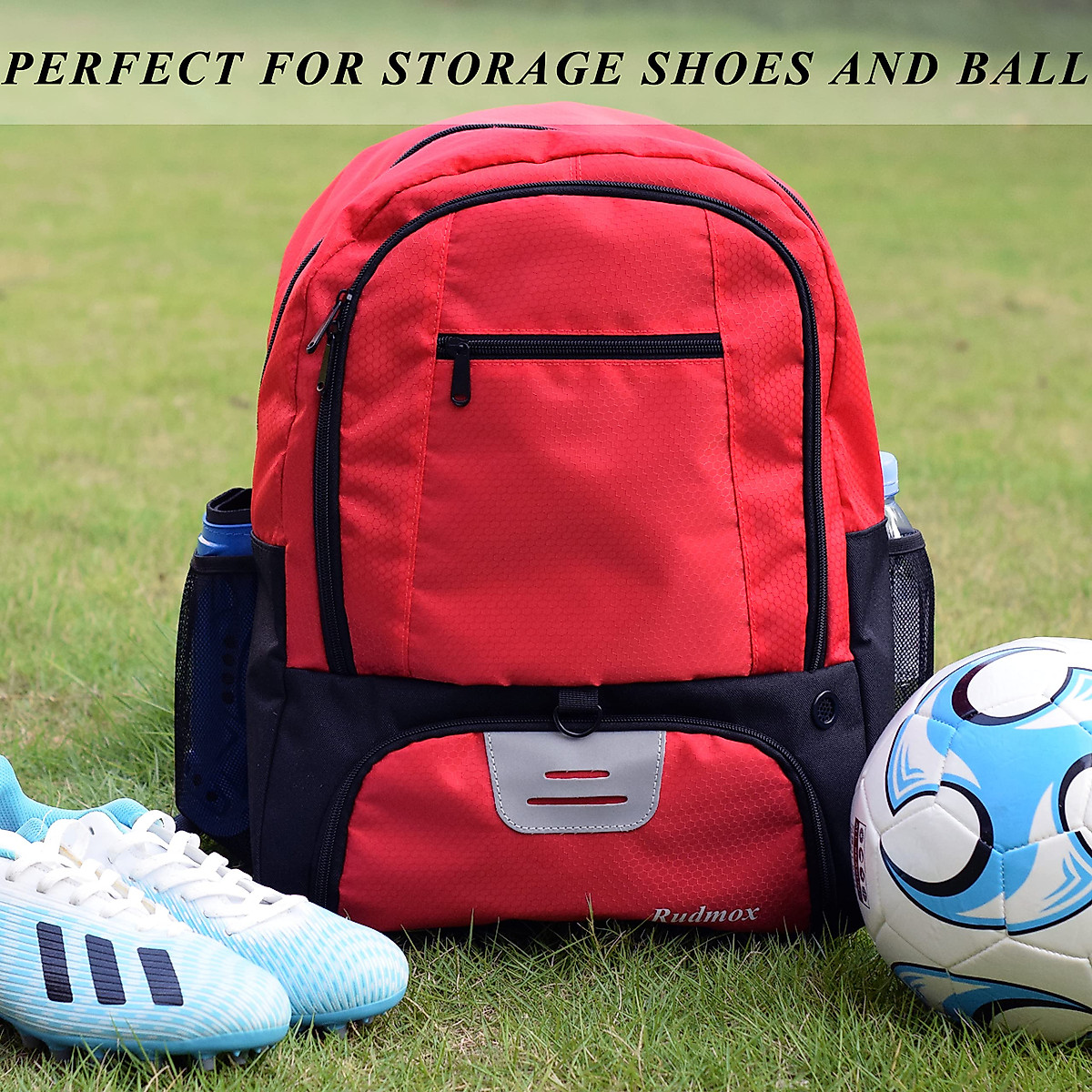 Rudmox Soccer Ball Bag-Backpack for Basketball,Volleyball with Cleat Shoes and Ball Compartment for Sports Team,Trainning