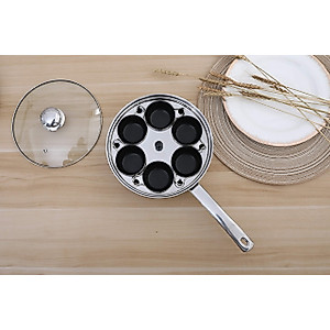 6 Cups Egg Poacher Pan - Stainless Steel Poached Egg Cooker – Induction Cooktop Egg Poachers Cookware Set with 4 Nonstick Large PFOA FREE Egg Poacher Cups and Silicone Spatula