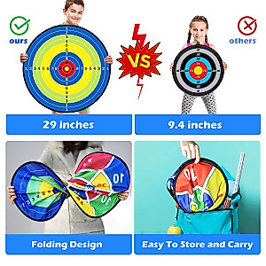 Dart Board for Kids,12 Sticky Balls,1 Toy Gun,2 Dart Bullets Set,Kids Toys Gifts for 3 4 5 6 7 8 9 10 11 12 Year Old Boys and Girls Safe Indoor Outdoor Outside Party Sports Games for Ages 3+ Boy Girl