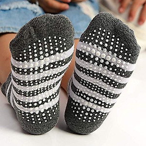 Aminson Anti Slip Non Skid Ankle Socks With Grips for Baby Toddler Kids Boys Girls Assorted a 1-3T