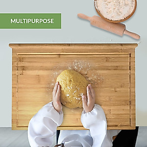 One’s Own Natural Pastry Board, Front/Rear Lip, Perfect For Preparing Homemade Bread Dough, Pizza Dough, Noodles, Pastries, Cutting Vegetables, Fruits, Meats, Other Food Preparation, 23.5”x16”
