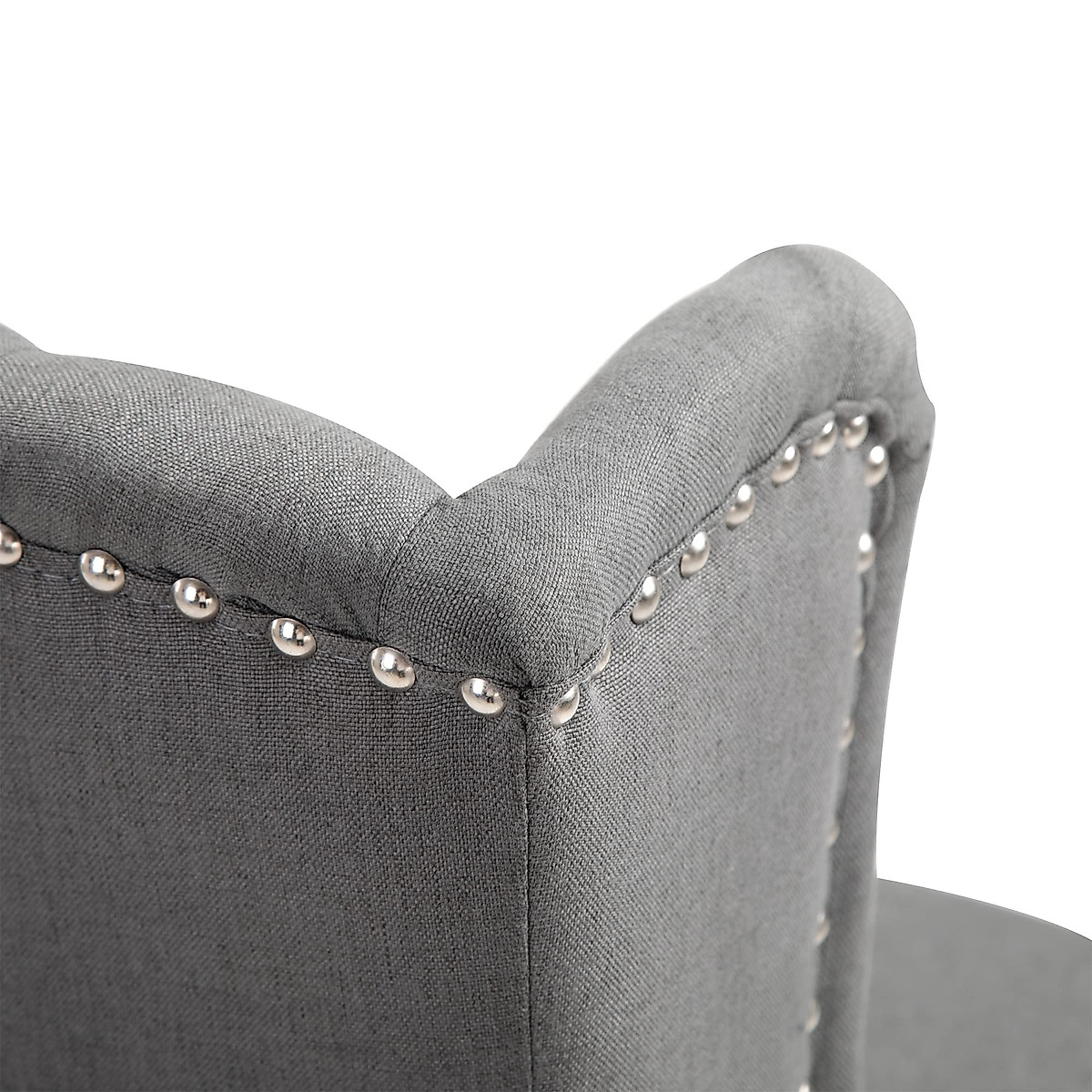 HOMCOM Counter Height Bar Stools Set of 2, Upholstered 26.75" Seat Height Barstools, Breakfast Chairs with Nailhead-Trim & Tufted Back, Wood Legs, Deep Grey