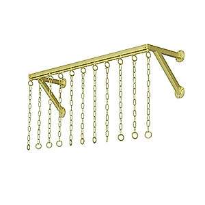 Wall Mounted Iron Chain Clothing Hanging Racks, Metal Garment Storage Rack, Clothes Storage Shelves with 11 Hanging Chain, Retail Display Hanger, Boutique Clothing Rack(Gold, 39.8'' L x 17.7'' H)