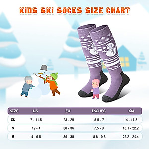 Pecube Kids Ski Socks 3 pairs Thermal Thick OTC Snow Socks for Boys Girls Toddler Skiing Snowboard Skating Winter Sports
