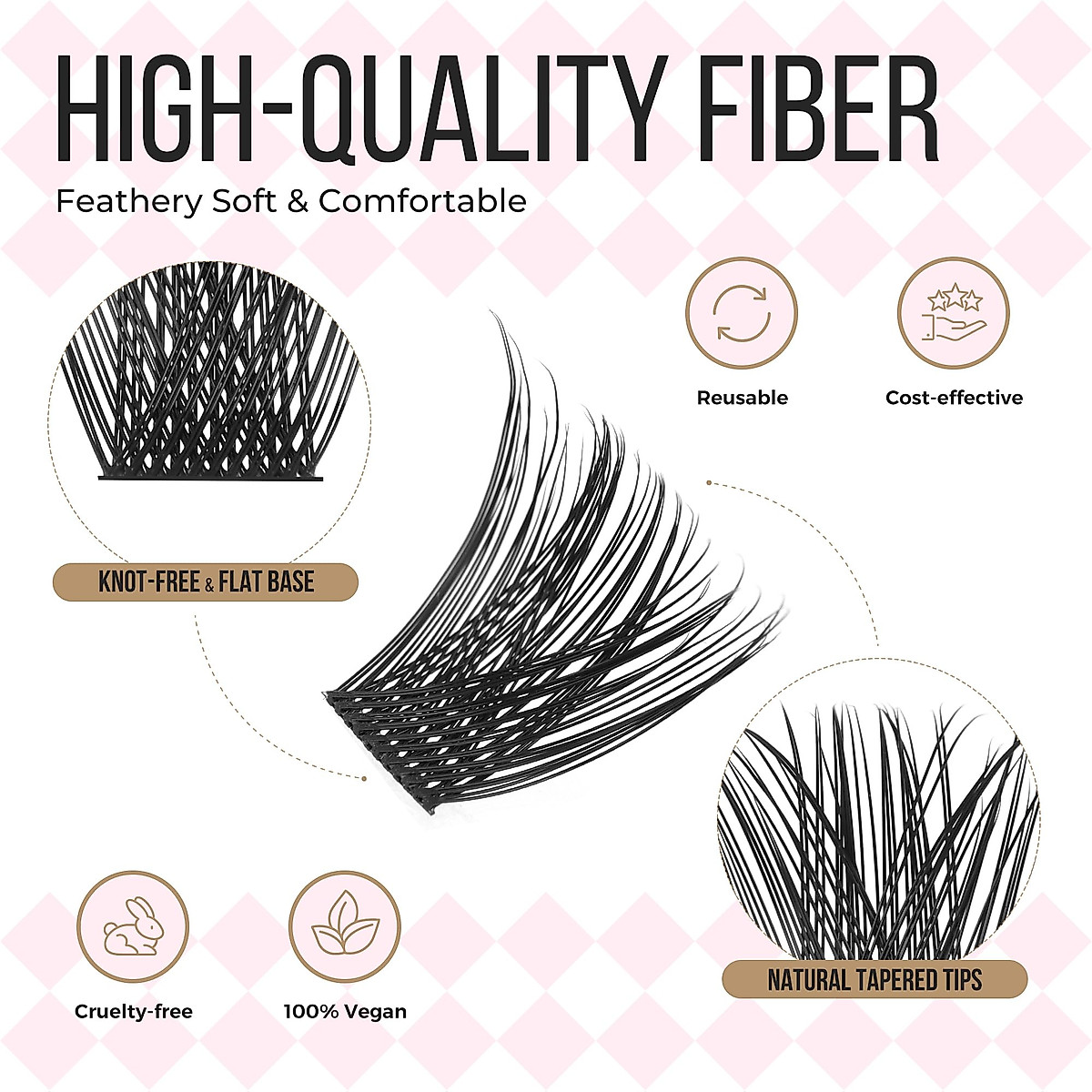 LASHVIEW Lash-Extension-Clusters 448pcs D Curl Lash Clusters Natural Look Cluster Lashes Extensions Super Thin Band & Soft Lashes Reusable 9-16mm MIX (56D+30D+40D)