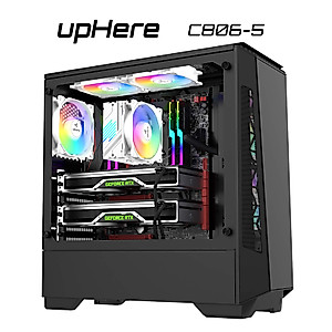 upHere 120mm RGB Case Fan,Quiet Edition High Airflow Adjustable Color LED Case Fan for PC Cases, CPU Coolers,Radiators System,5-Pack,White Edition/C806-5