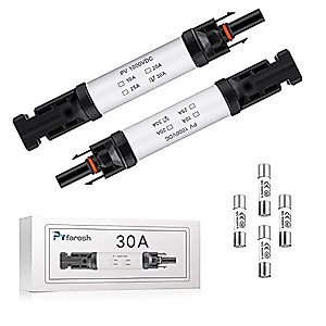 Pvfarosh 30A Solar Fuse Connector IP68 Waterproof 1000V in-line Fuse Holder 30A Male and Female Connector Waterproof in-Line Fuse Holder (Contains 4 fuses + 2 Solar Fuse Holders)… (30A)