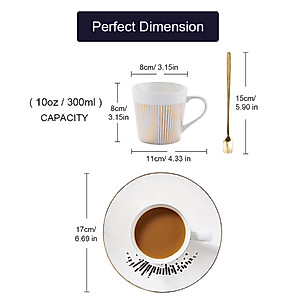 Hansyelect Coffee Cup and Saucer Set 10oz Mirror Cup Creative Art Mirage Inverted Image Cup Luxury Porcelain Teacup Saucer for Coffee Milks Cappuccino Espresso Tea Cute Pretty Gifts (Dynamic)