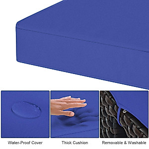 Tangkula 2 Pieces Outdoor Patio Ottoman, All Weather Rattan Wicker Ottoman Seat, Patio Rattan Furniture, Outdoor Footstool Footrest Seat w/Removable Cushions