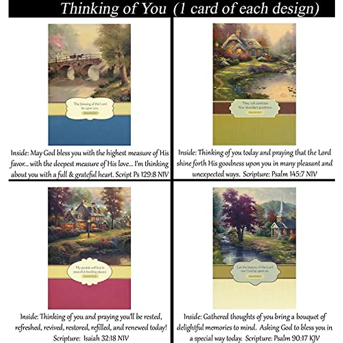 Thinking of You Cards (No Repeated Cards) 32 Design Christian / Religious Greeting Card Assortment ~ Scripture in every card