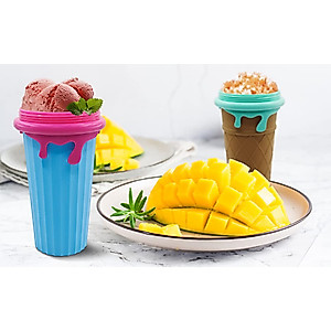 RAUMAXE 2 Pack Slushy Cup Slushy Maker Cup Large Capacity 500ml Frozen Magic Cup Cooling Maker Cup Freeze Mug Milkshake Smoothie Mug