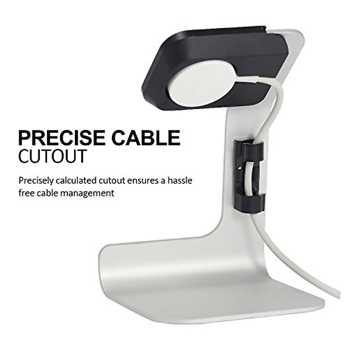 Tranesca Watch Charger Stand Holder Dock for Series 8/7 / 6/5 / 4/3 / 2/1/ SE (38mm / 40mm / 41mm / 42mm / 44mm / 45mm) - Silver Grey - Must Have Watch Accessories