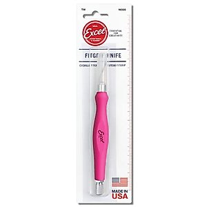 Excel Blades Fit Grip Knife - Ultra Sharp Knife with Carbon Steel Angled Edge Blade & Contoured Rubberized Grip - Light Duty Cutting Tool for Precision Cutting and Trimming - Pink, Made in the USA