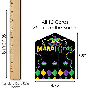 Big Dot of Happiness Colorful Mardi Gras Mask - Masquerade Party Game Pickle Cards - Pull Tabs 3-in-a-Row - Set of 12