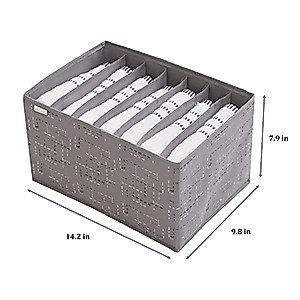 Wardrobe Clothes Organizer 7 Grids, Clothes Storage & Clothing Organizer for Jeans Pants & T-Shirts (Grey)