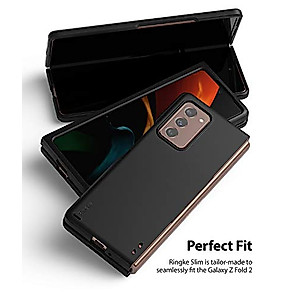 Ringke Slim Compatible with Samsung Galaxy Z Fold 2 Case, Hard Solid PC Back Lightweight Shockproof Full Protective Cover for Z Fold2 - Black