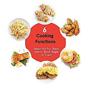 Gourmia GTF7350 6-in-1 Multi-function, Stainless Steel Air Fryer Oven - 6 Cooking Functions - Fry Basket, Oven Rack, Baking Pan & Crumb Tray, Included + Recipe Book