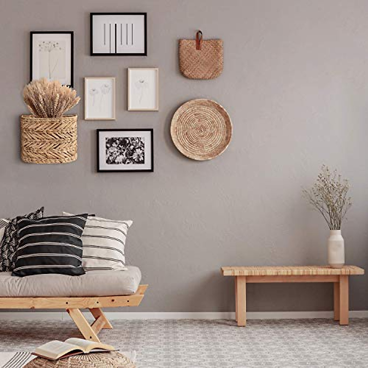 Artera Wicker Hanging Basket - 30cm x 13 cm Small Woven Fern Hanging Basket Flower Plants, Water Hyacinth Woven Basket