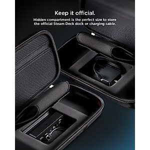 Spigen Rugged Armor Pro Designed for Steam Deck LCD (2022) / Steam Deck OLED (2023) Hard Shell Travel Carrying Case with Pockets for Accessories and Original Charger Storage Bag Carry Case - Black