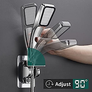 AMAGIANO Shower Head Holder Suction, Self-Adhesive Wall Mounted Shower Bracket Handheld Shower Head Holder，Adjustable Shower Head Holder（Chrome）