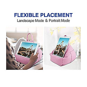 MoKo Tablet Pillow Stand, Lap Pillow Bed Sofa Soft Cushion Holder Xmas Gift for Phones Tablets Up to 11", Fit iPad 10th, iPad Pro 11 2022, iPad Mini 6, iPad Air 4/3, Tab S6/S7 11" - Pink