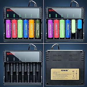 6 Bay 18650 Battery Charger Universal Wall Charger for 3.7v Lithium Rechargeable Batteries Compatible 18650 26650 14500 16340(RCR123) 10440 17670 18490 17500 Lithium Battery Charger (DC Charger)