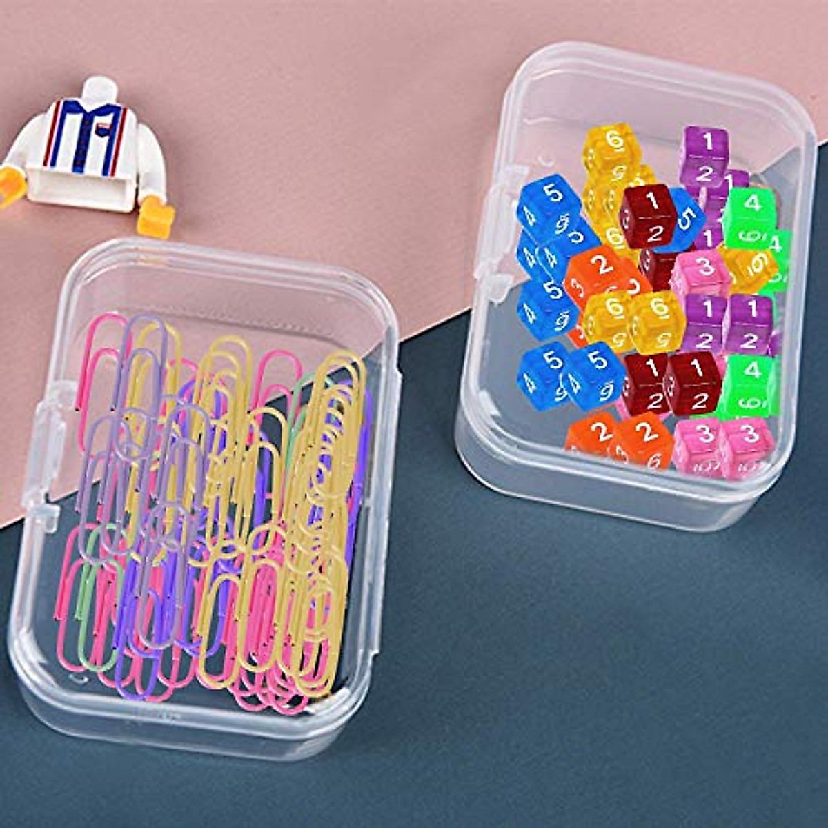 24 Pack Small Clear Plastic Storage Containers with Lids,Beads Storage Box with Hinged Lid for Beads,Earplugs,Pins, Small Items, Crafts, Jewelry, Hardware (2.9x2.9 x1 & 2.1x2.1 x0.8 Inches)
