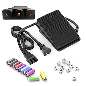 BRIGHTLYLIT Foot Pedal and Power Cord for Singer Sewing Machine,D Shape Plug,Apply to Singer 2277 4411 4423 1012 1107 1120 1130 1408 1507 1748 2250 3207 4102 50T8 6239 7322 (359102-001)