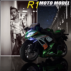 Toy Motorcycles, Diecast Motorcycle Toy with Music Lighting,Toy Motorcycle for Kids 3-5,Toy Motorcycles for Boys (Green)