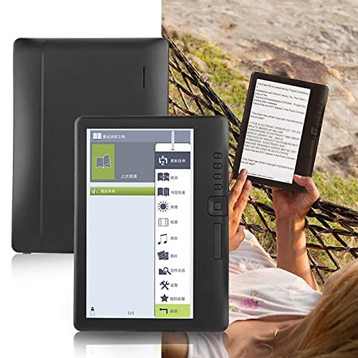 Ebook Reader, 7inch TFT LCD E-book Reader, Digital Waterproof Handheld Ereader Devices with Music, Video, and Photos Multimedia Functions, for Adult, Student, Reading Lover(8G RAM)