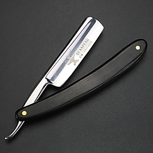 Straight Razor, Wooden Straight Edge Razor for Man Stainless Steel Manual Razor Kit Wood Shaving Razor Vintage Straight Razor for Man, Barber Hairdressing Razor,#01