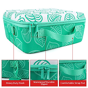 Switch Case for Nintendo Switch and Switch OLED Model, Portable Full Protection Carrying Travel Bag with 24 Game Cards Storage for Switch Console Pro Controller Accessories ,Animal Crossing Green