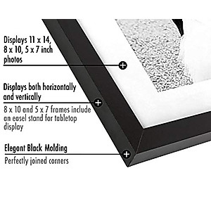 Americanflat 10-Piece Black Picture Frame Set | Includes Sizes 8x10, 5x7, and 4x6. & 7 Pack Gallery Wall Set | Displays One 11x14, Two 8x10, and Four 5x7 inch photos