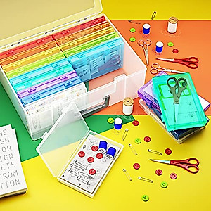 iBune Large 4" x 6" Photo Storage Box, 18 Inner Photo Cases Store up to 1800 Photos, Photo Organizer Cards Craft Keeper with Handle for Photo Puzzles Cards Seed Packets, Rainbow