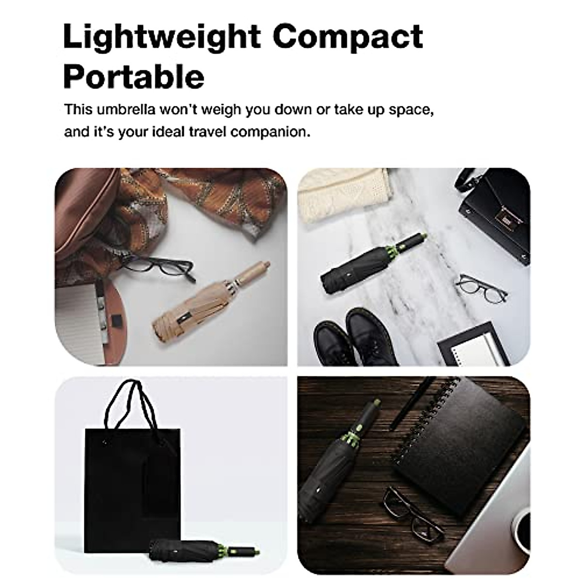 BENEUNDER 45 Inch Travel Umbrella for Rain, Fodable Compact Umbrella Lightweight, Travel Umbrella for backpack, Compact Umbrella for Rain and Wind, Mini Umbrella