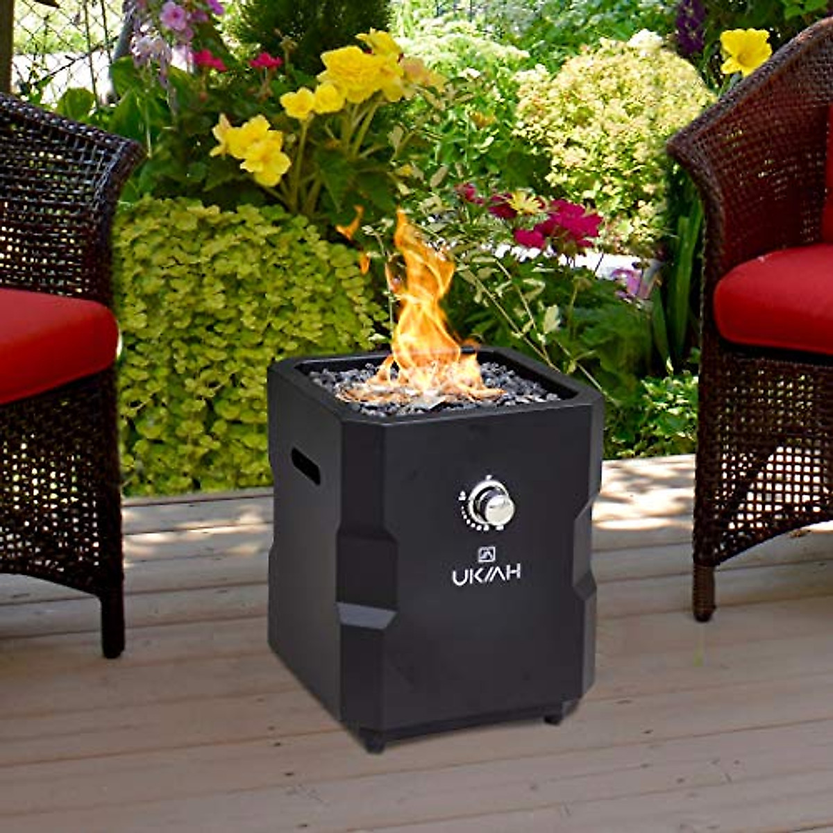 UKIAH Tailgater X Portable Gas Fire Pit - 48,000 BTUs - in Black (TK-1018-TX)
