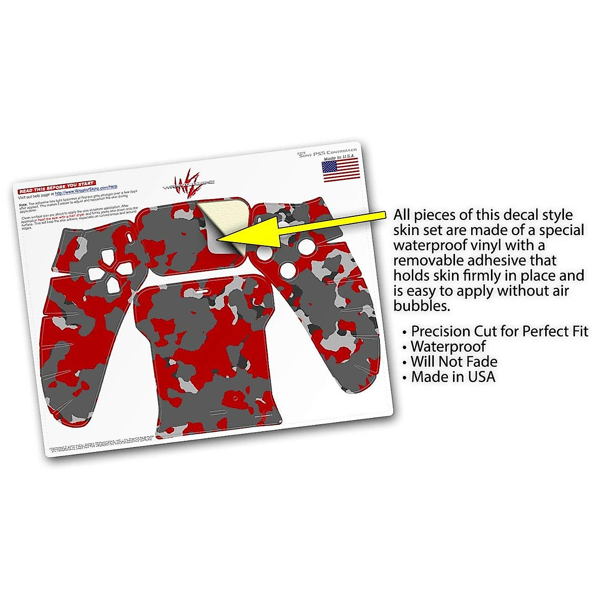 WraptorSkinz Skin Wrap compatible with Sony PS5 DualSense Controller WraptorCamo Old School Camouflage Camo Red (CONTROLLER NOT INCLUDED)