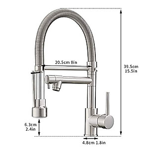 Fapully Kitchen Faucet with Sprayer,Single Handle Kitchen Faucet with Hole Cover Brushed Nickel