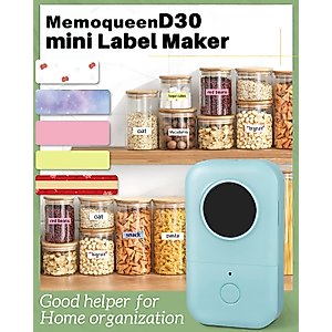 Memoqueen D30 Label Maker-Bluetooth thermal Mini Label Printer-Portable label Maker Machine with tape,Labeler Compatible with Phomemo D30 iOS&Android, Easy to Use for home office organization,Green