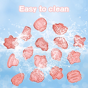 16 Pieces Fall Thanksgiving Cookie Cutters with Plunger Stamps Set Fall Biscuit Mold Maple Leaf Turkey Pumpkin 3D Cookie Stamper Plastic DIY Cookie Tools for Thanksgiving Day Baking Fondant Supplies