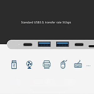 Port Expander USB C Hub Adapter USB-C Docking Station USB Adapter 7-in-2 with 4K HDMI, 100W PD, USB-C and 2 USB 3.0, SD/TF Card Reader USB Splitter (Color : Silver)