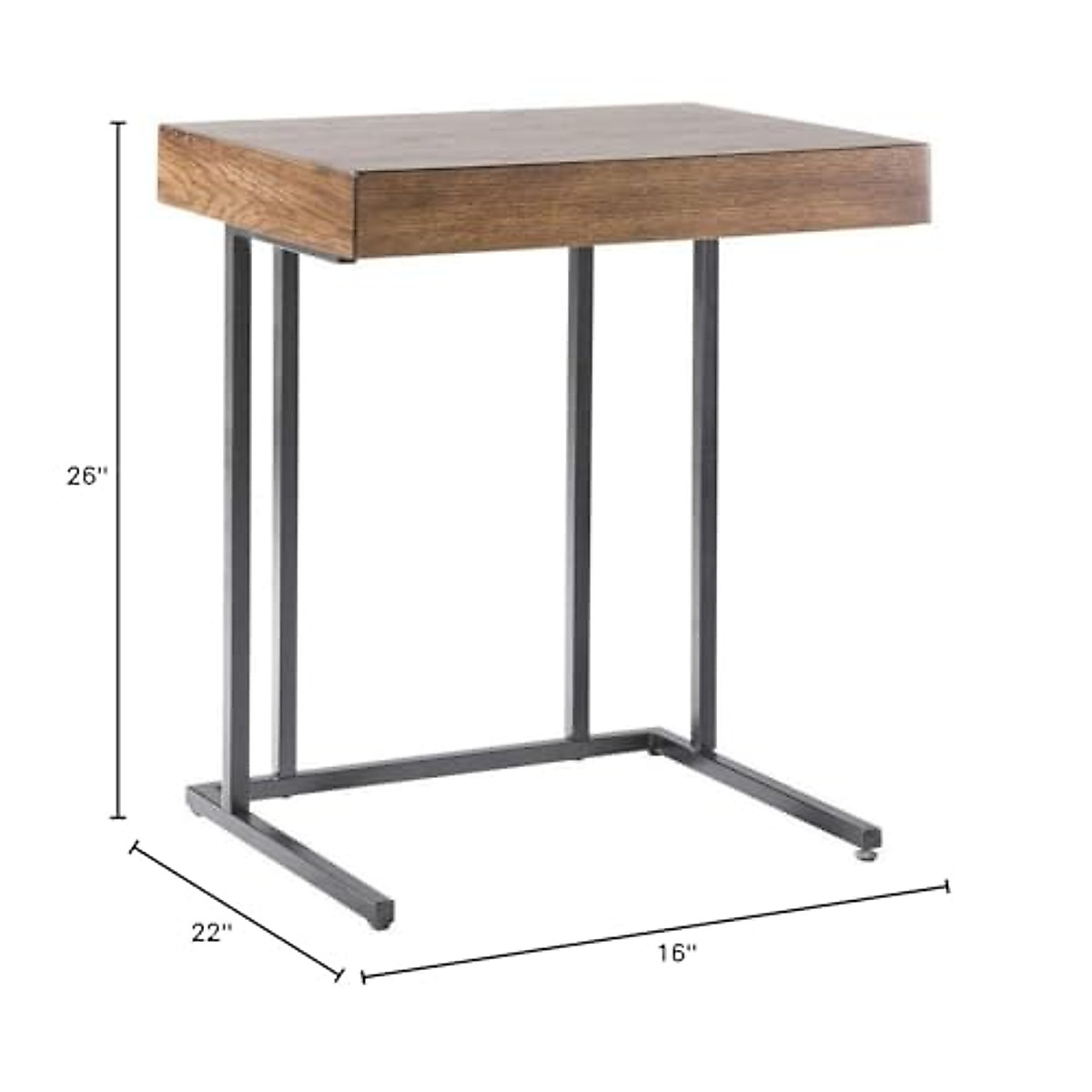 Madison Park Wynn Accent Wood with Metal Frame Snack Modern Home Office Laptop Stand with Drawer Bed Side Table Sofa For Living Room, Small